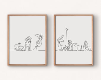 Nativity Line Art | Etsy