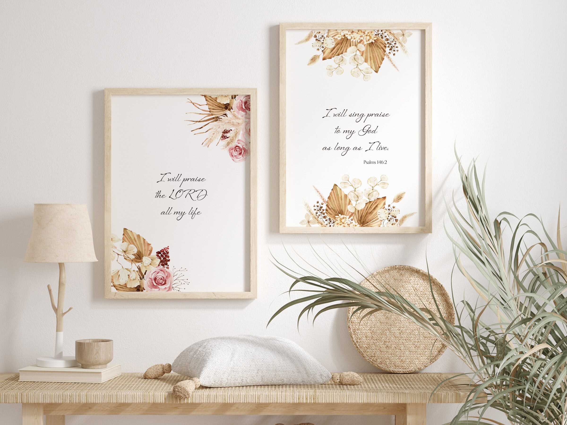 Psalms 146:2 Bible Verse Wall Art Floral Botanical Print Set | Etsy