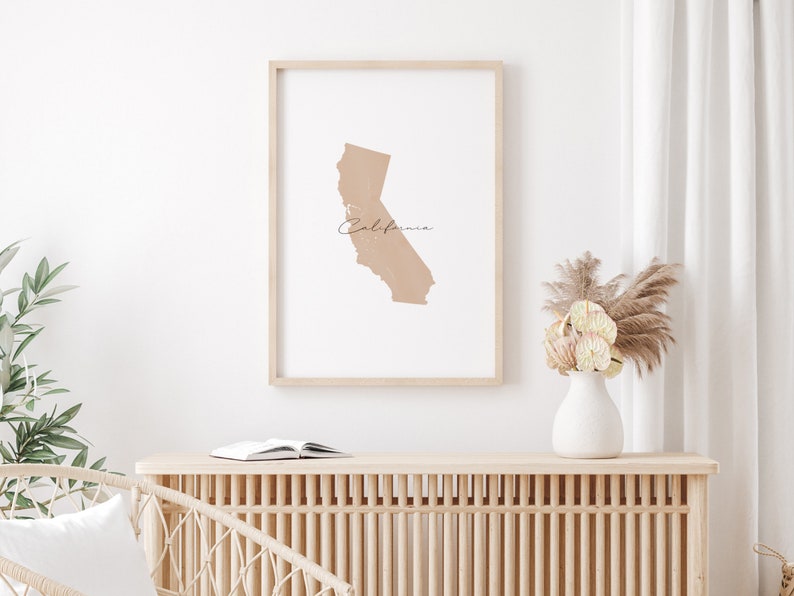 California Shape Wall Art Printable California Map Wall Art | Etsy