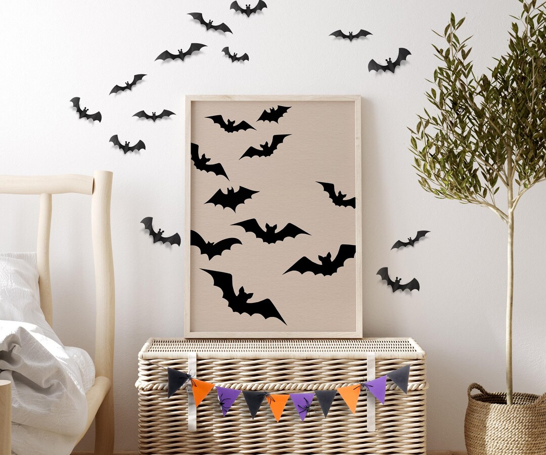 Halloween Printable Wall Art Bats | Spooky Home Decor | Bat Wall Decor ...