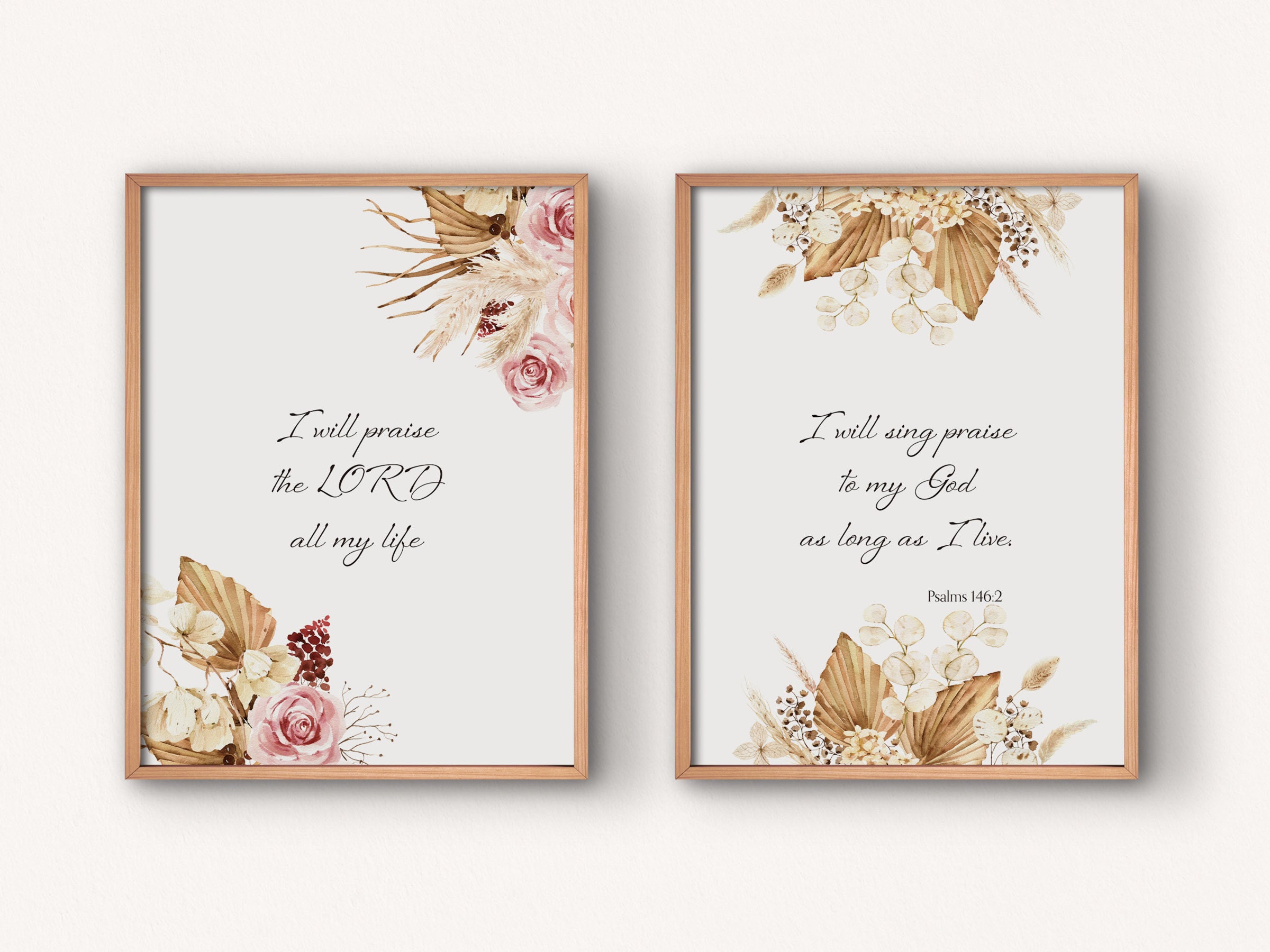 Psalms 146:2 Bible Verse Wall Art Floral Botanical Print Set | Etsy