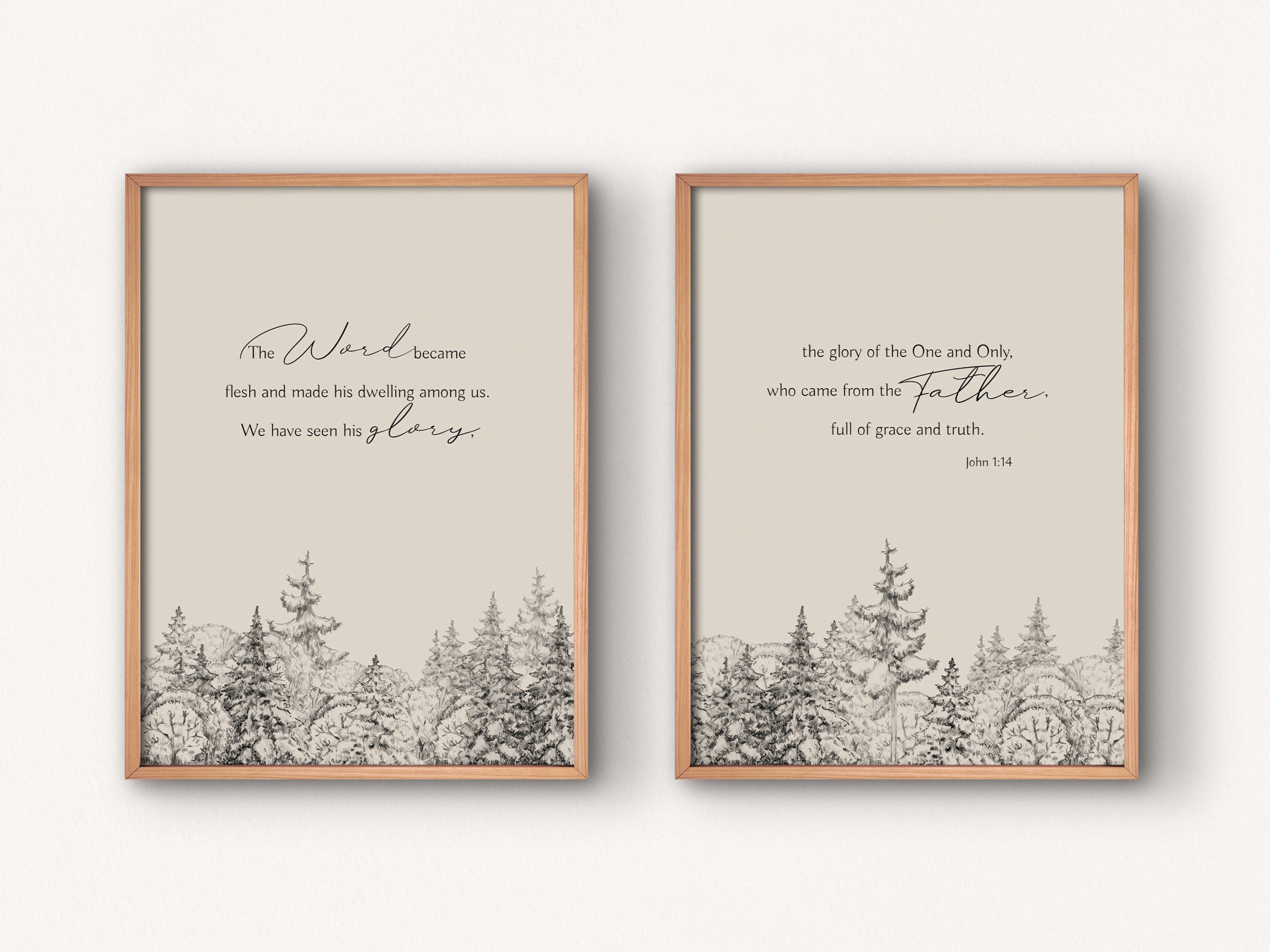 Printable Wall Art Christmas Set of 2 Bible Verse John 1:14 - Etsy