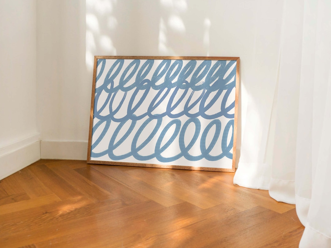 Blue Modern Abstract Art Print, Printable Wall Art Living Room ...