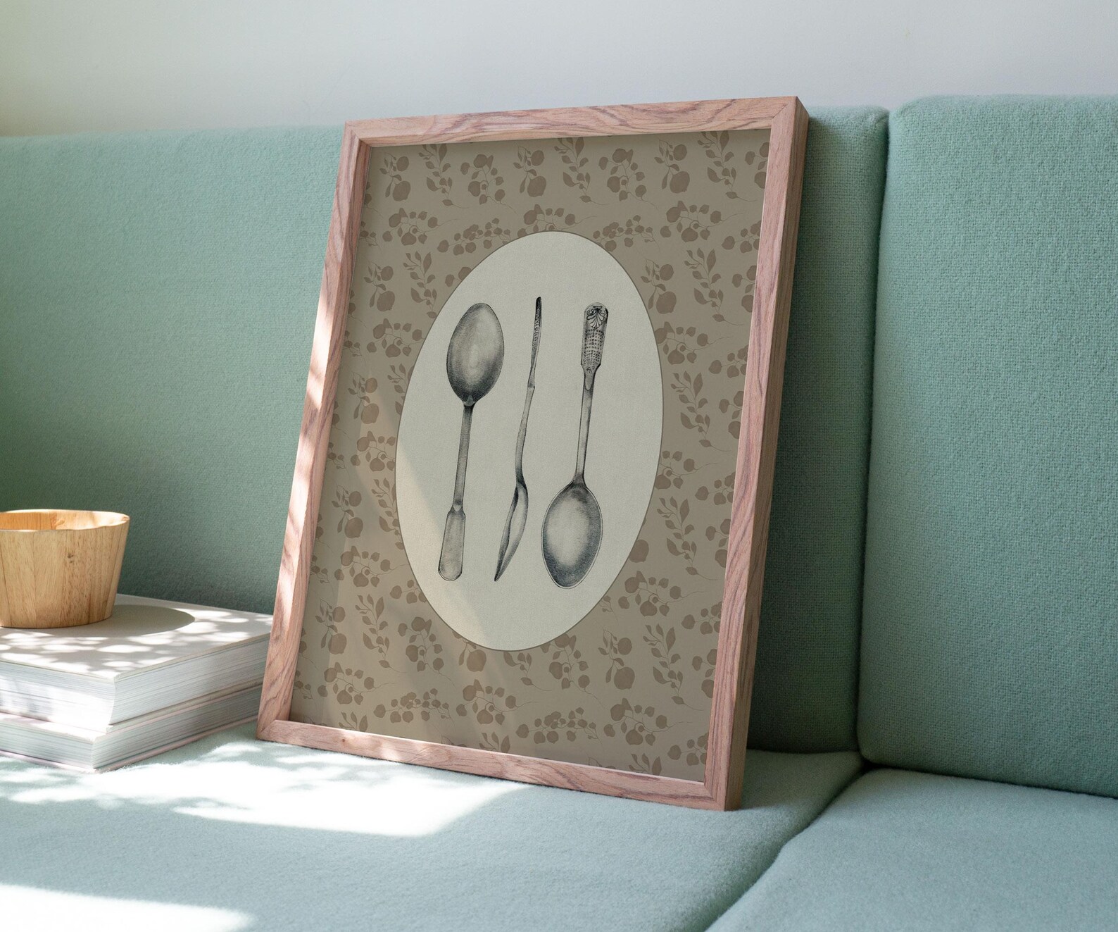 Vintage Print Silverware Spoon, Printable Wall Art Digital Download ...