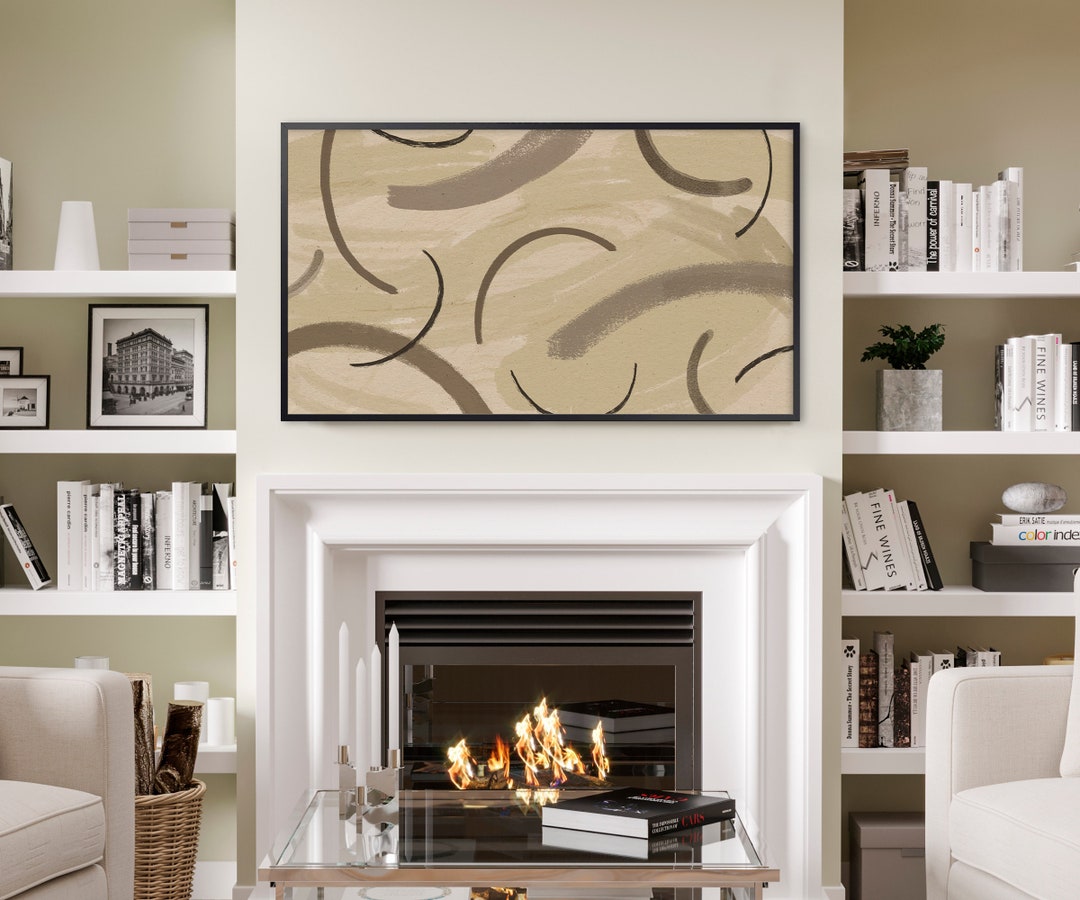 Frame TV Art Abstract Painting, Neutral Home Decor, Minimalist ...