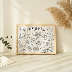 Christmas Wall Art North Pole Map, Printable Digital Downloadable File ...