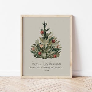 Christmas Tree Printable Wall Art, Christmas Scripture John 1:9 ...