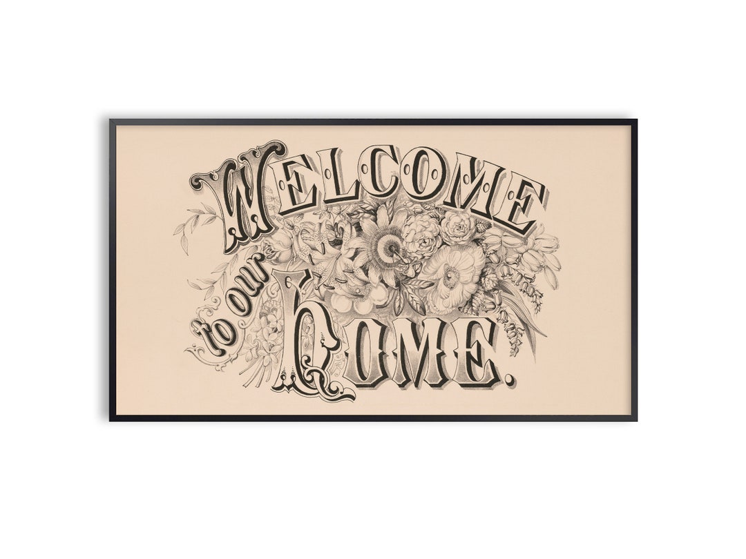 Samsung Frame TV Art, Vintage Welcome Home Sign, Instant Download ...
