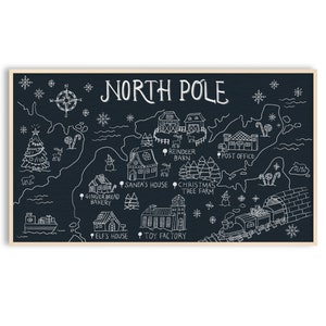 Christmas Frame TV Art North Pole Map, Santa's Village, Instant ...