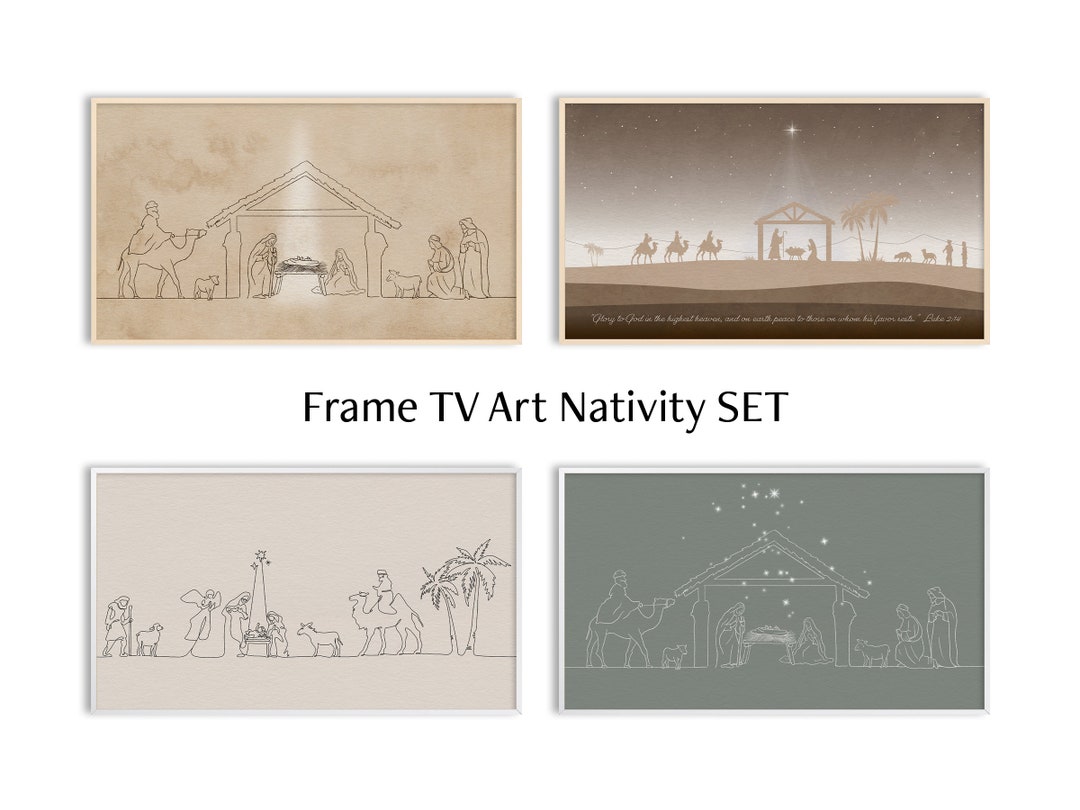 Christmas Frame TV Art Set Nativity 4K, Jesus' Birth the Manger Scene ...