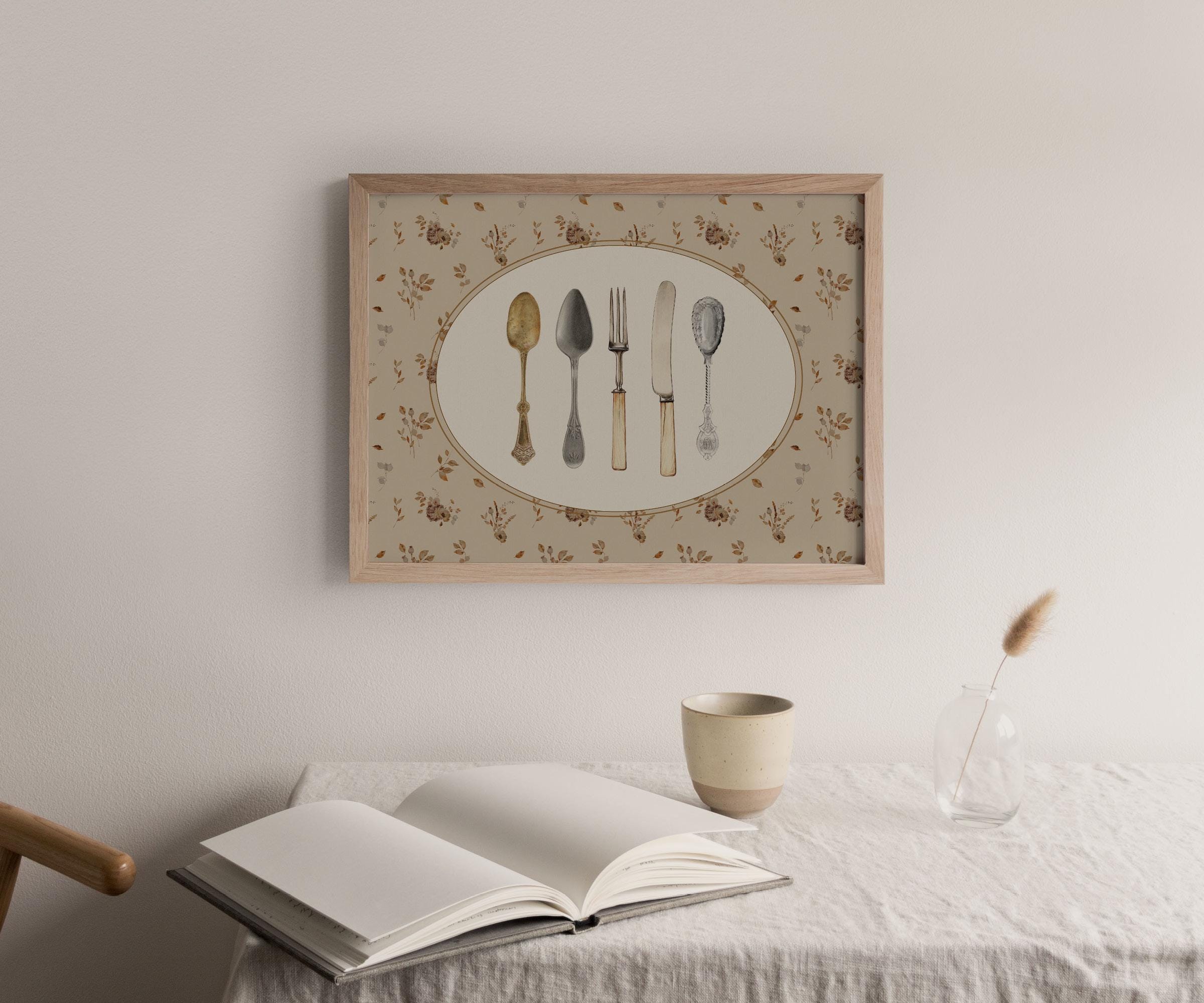 Kitchen Wall Art Silverware, Printable Digital Download, Vintage Print ...