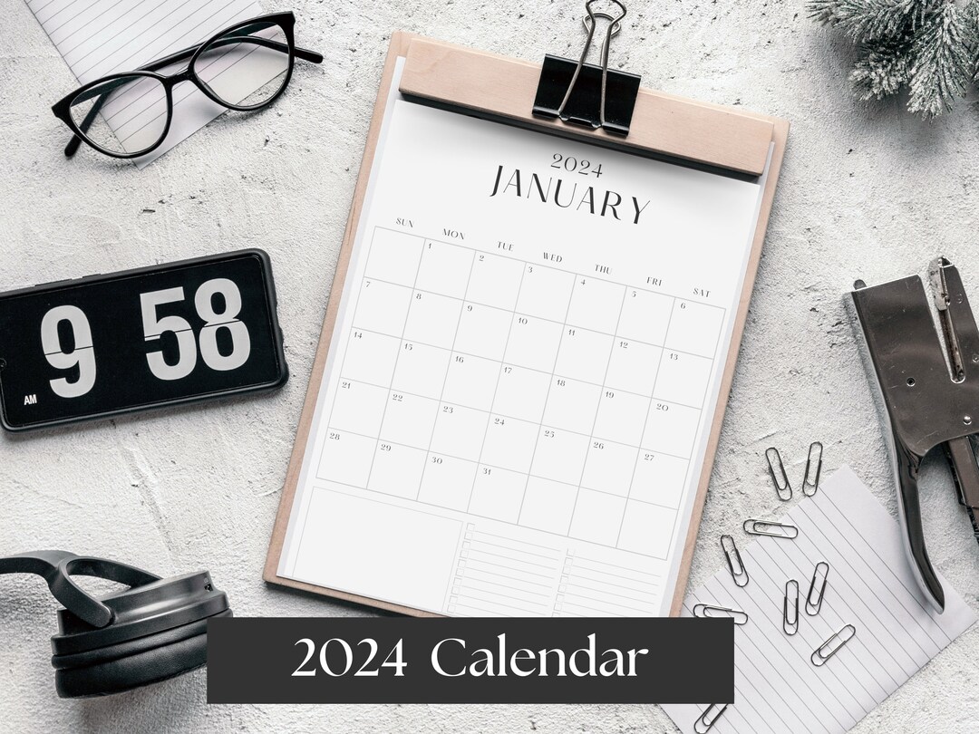 2024 Calendar Printable, 2024 Calendar wall, 2024 Calendar digital ...