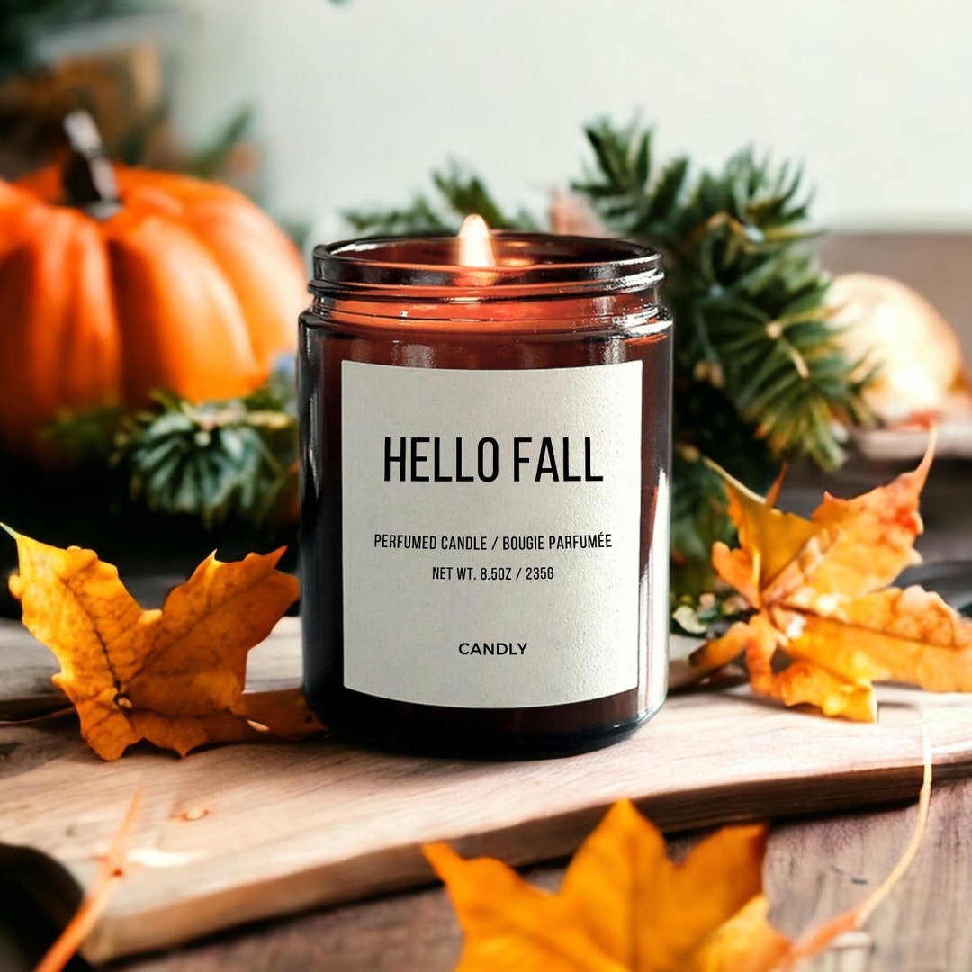 Hello Fall Candle, Autumn Home Decor, Birthday Housewarming Gift ...