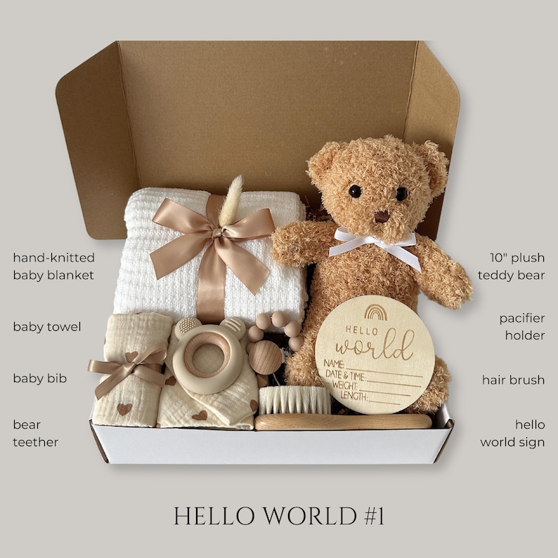 New Baby Gift Box, Gender Neutral Baby Shower Basket, Gender Reveal ...