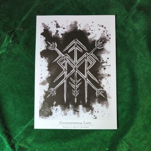 Viking Art Bindrune for Unconditional Love - A4 Poster Art Print ...