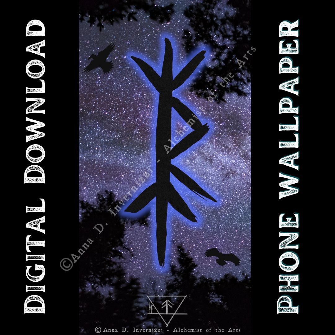 Protection Bindrune Wallpaper, Viking Art Digital Download, Phone ...