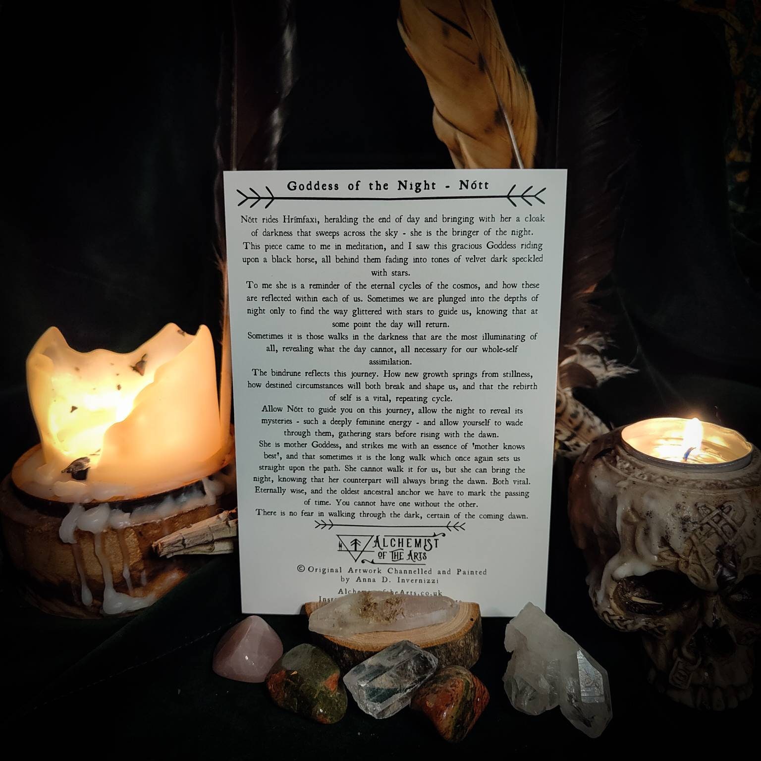 Nott and Hrimfaxi Goddess of the Night Bindrune Altar Card | Etsy