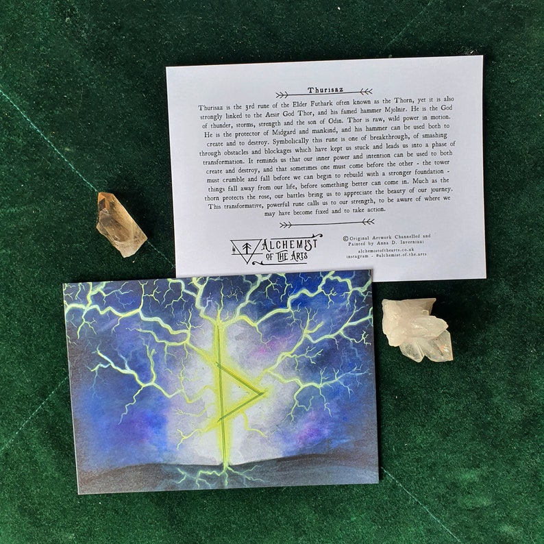 Thursiaz Rune Thor Bindrune Altar Card Viking Art Print - Etsy