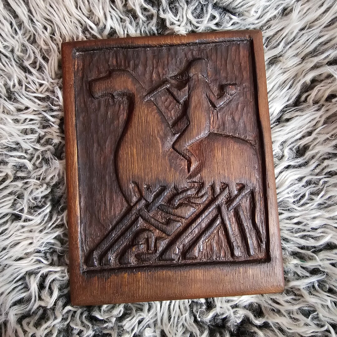 Odin Riding Sleipir to Valhalla Hand Carved in Oak, Viking Wood Carving ...