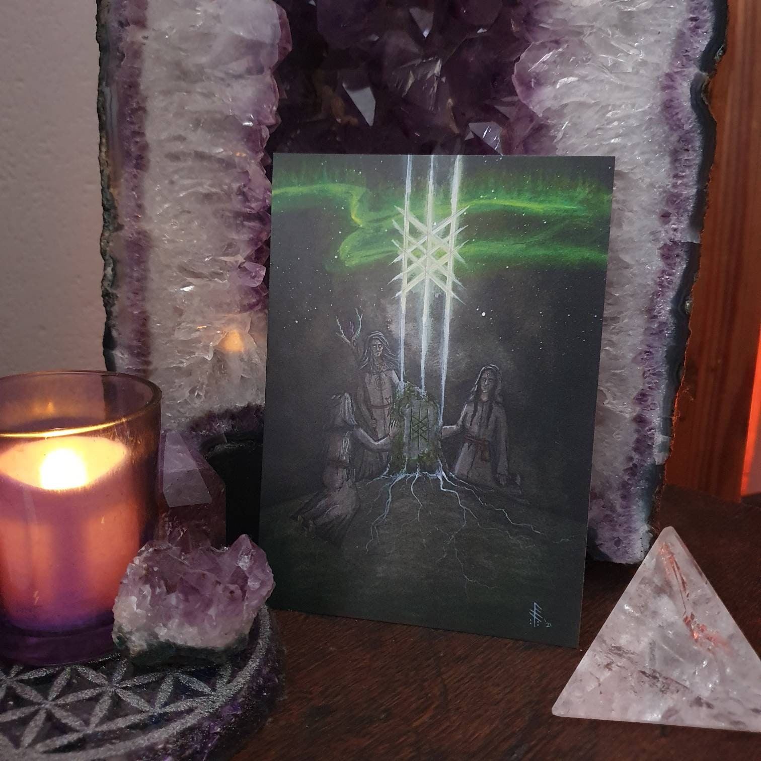 The Norns Bindrune Altar Card Viking Art Print | Etsy