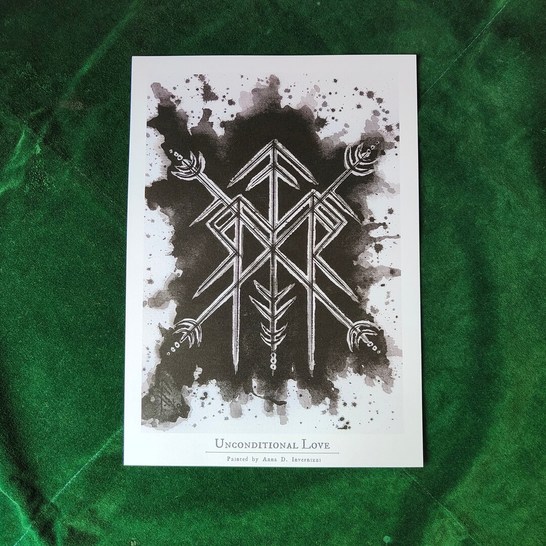 Viking Art Bindrune for Unconditional Love - A4 Poster Art Print ...