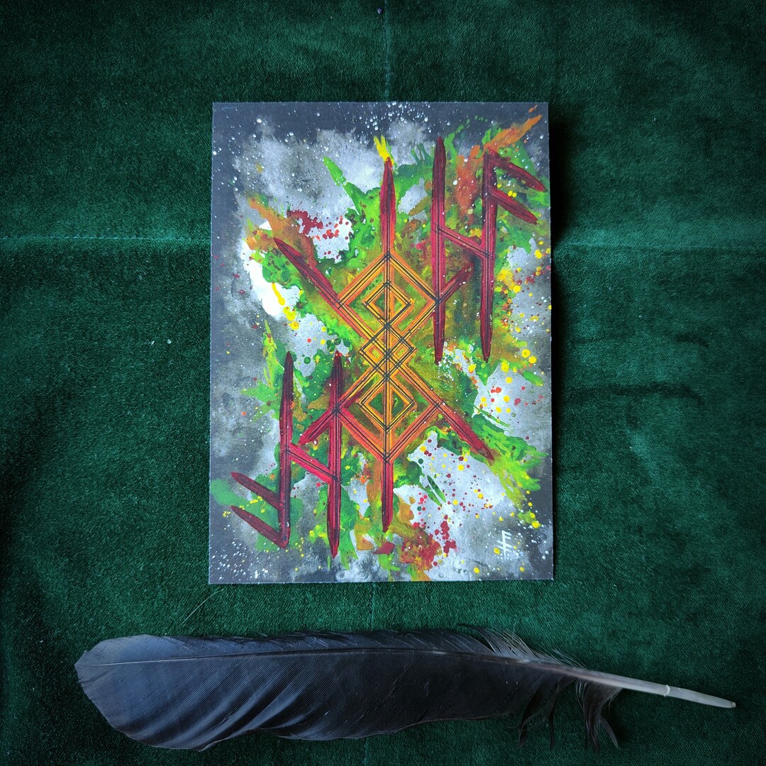 Bindrune Art Print, Ancestral Alchemy, Viking Art, Pagan Altar Card ...