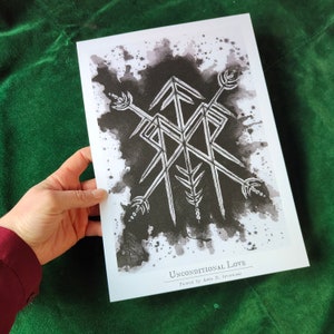 Viking Art Bindrune for Unconditional Love - A4 Poster Art Print ...