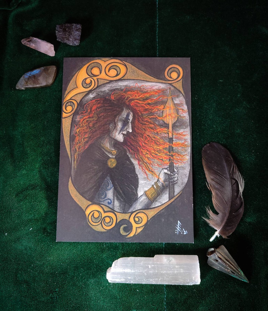 Boudicca, Boadicea, Warrior Queen - Bindrune Altar Card, Celtic Art ...