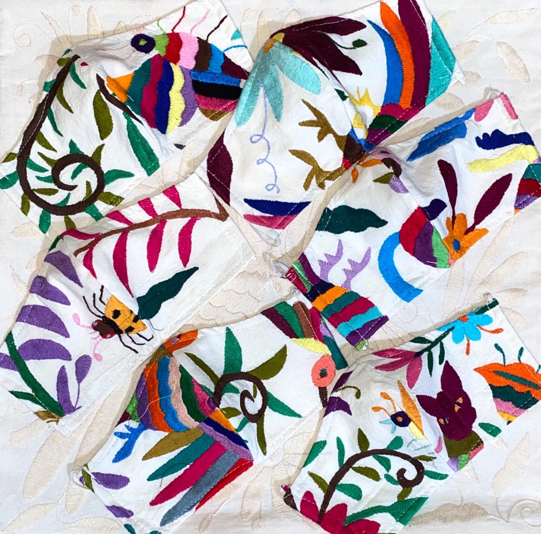 Hand Embroidered Otomi Face Mask, Colorful Mexican Fabric, Reusable - Etsy