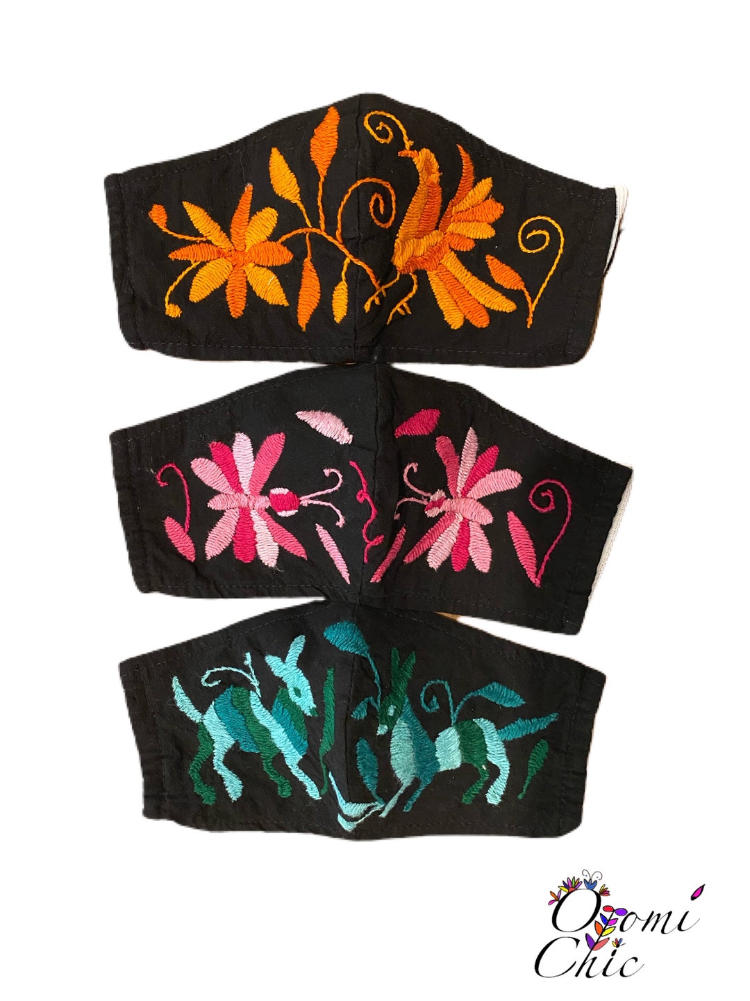 Authentic, Monochromatic Otomi Hand-embroidered Face Mask. Otomi Face ...