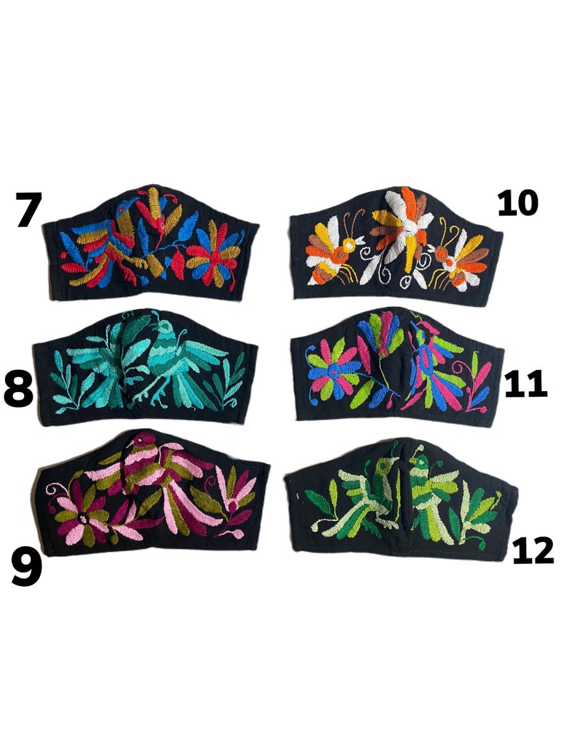 Authentic monochromatic Otomi hand-embroidered face mask. | Etsy