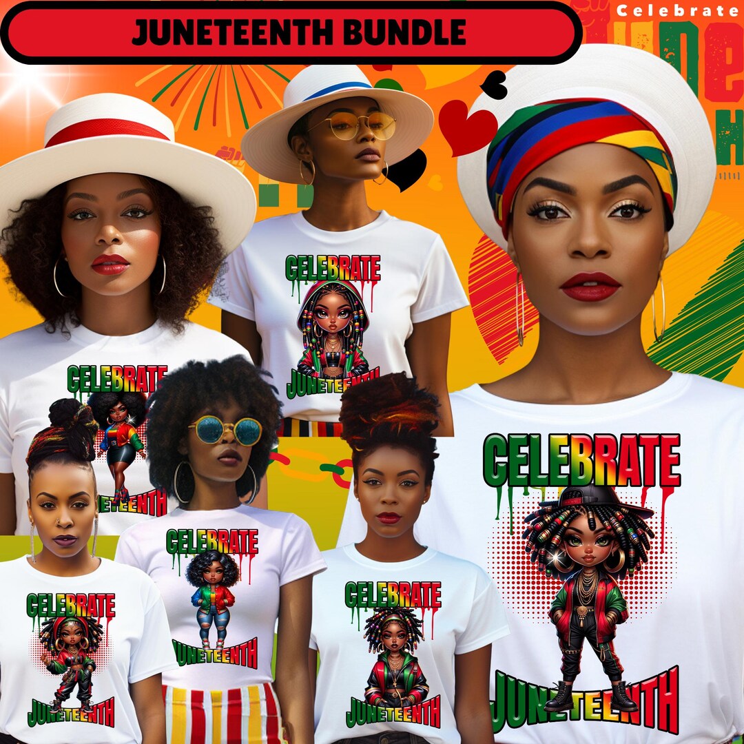 Celebrate Juneteenth (6) PNG Bundle Featuring Melanin Queens in RBG ...