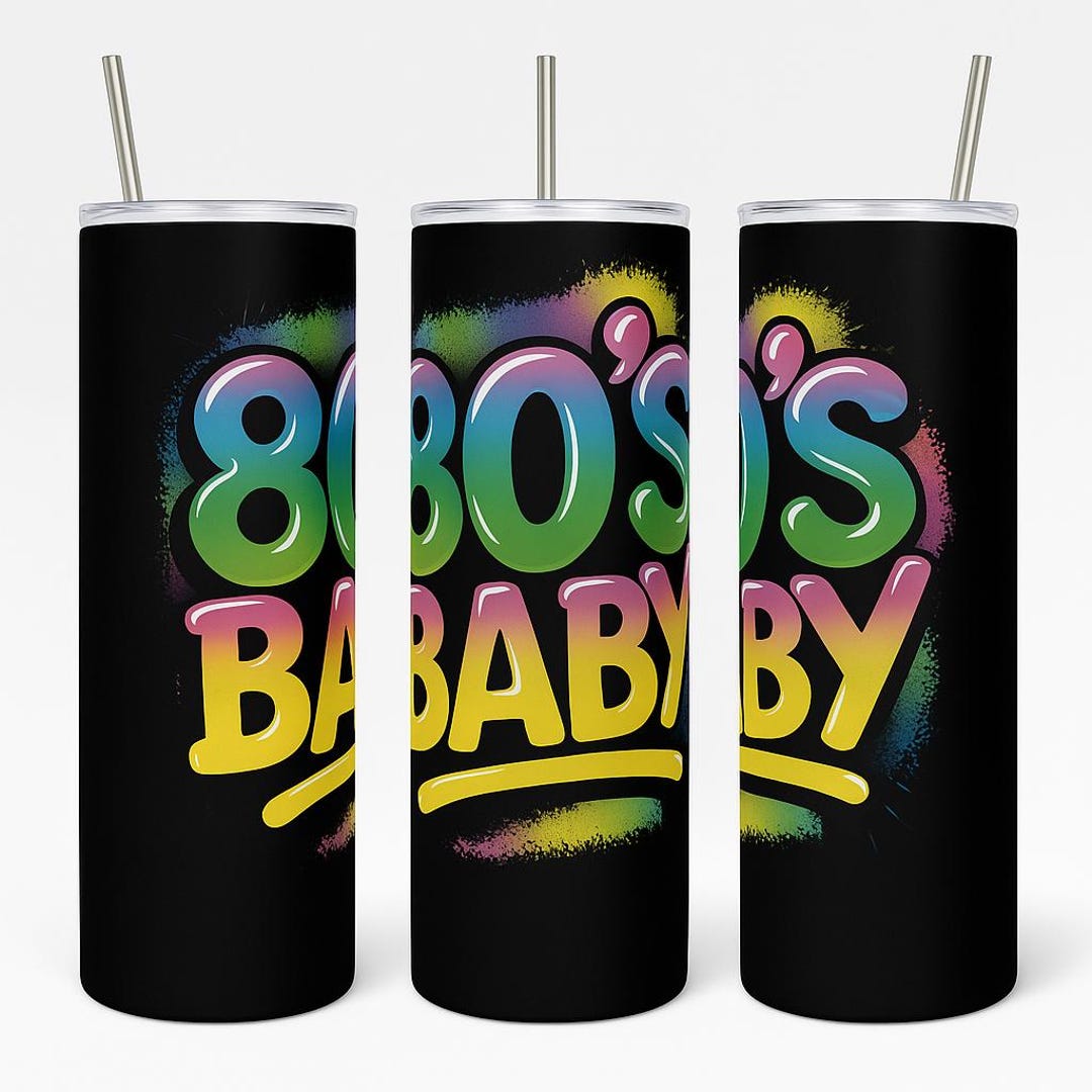 70s 80s 90s 2000s Baby 20oz Tumbler, Full Wrap Stainless Steel Retro ...