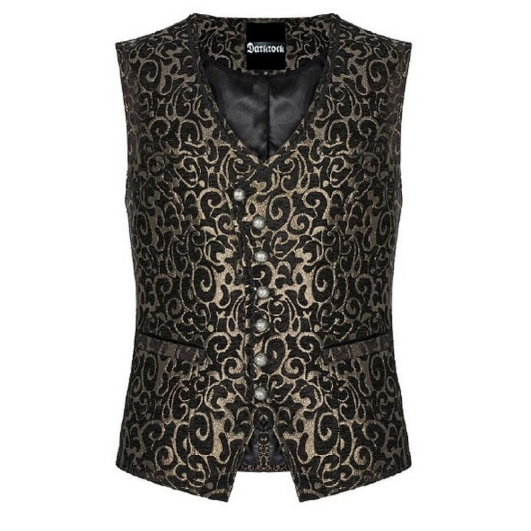 Men's Gothic Waistcoat Vest Gold Paisley Velvet Steampunk - Etsy