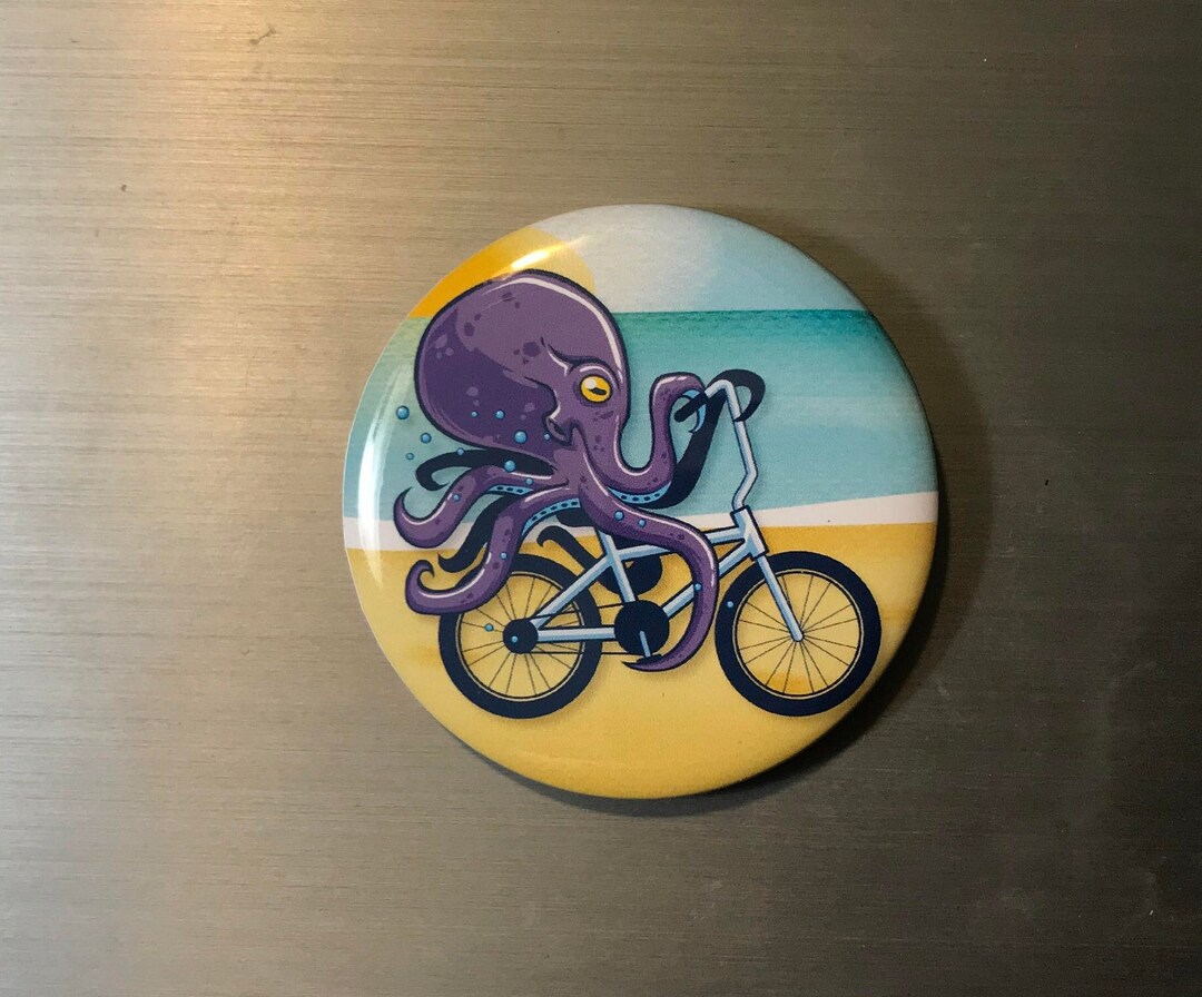 Octopus Riding a Bike 2.25 Inch Pin Button or Magnet - Etsy