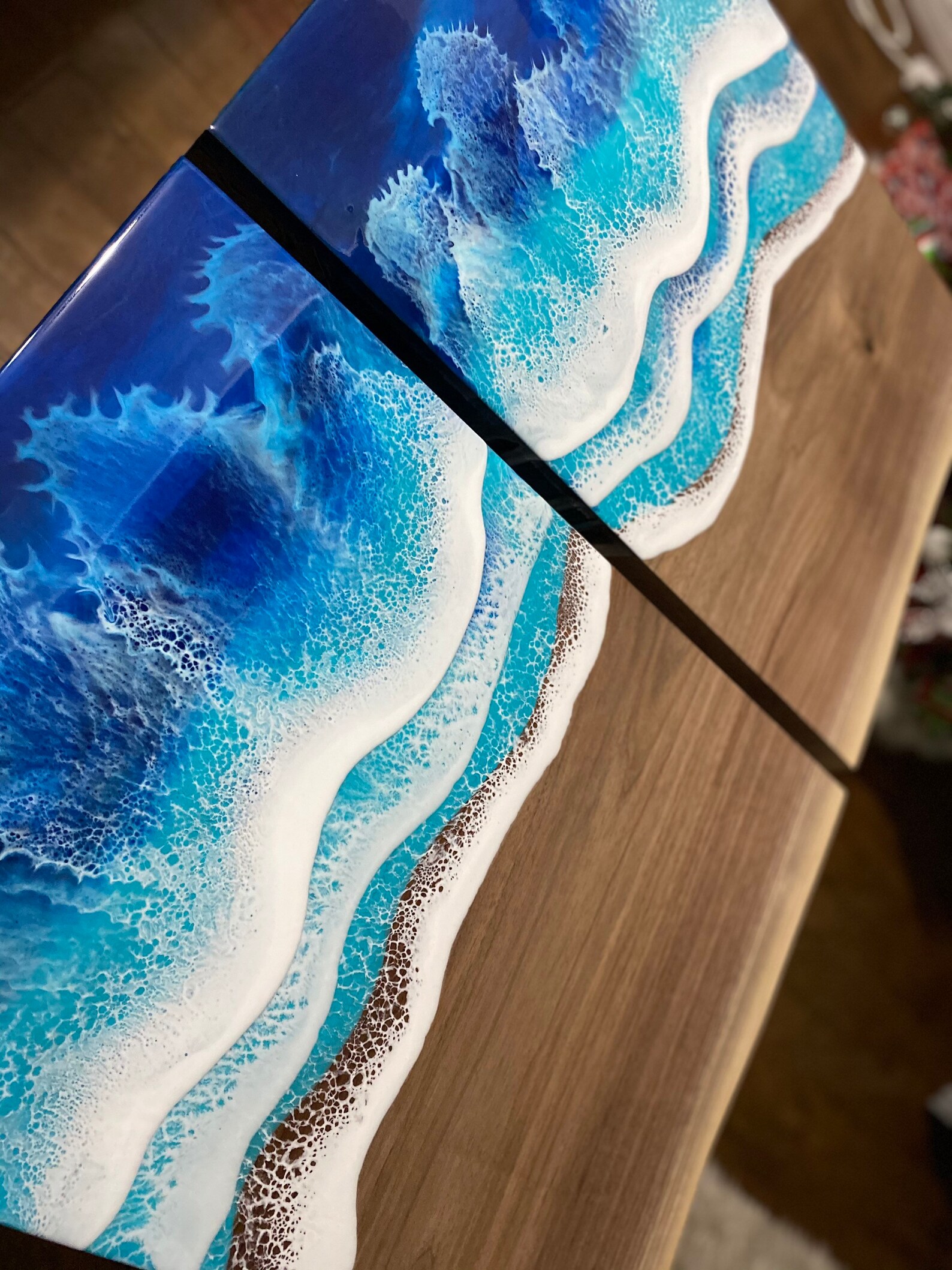 Wonderful live edge ocean resin end table | Etsy