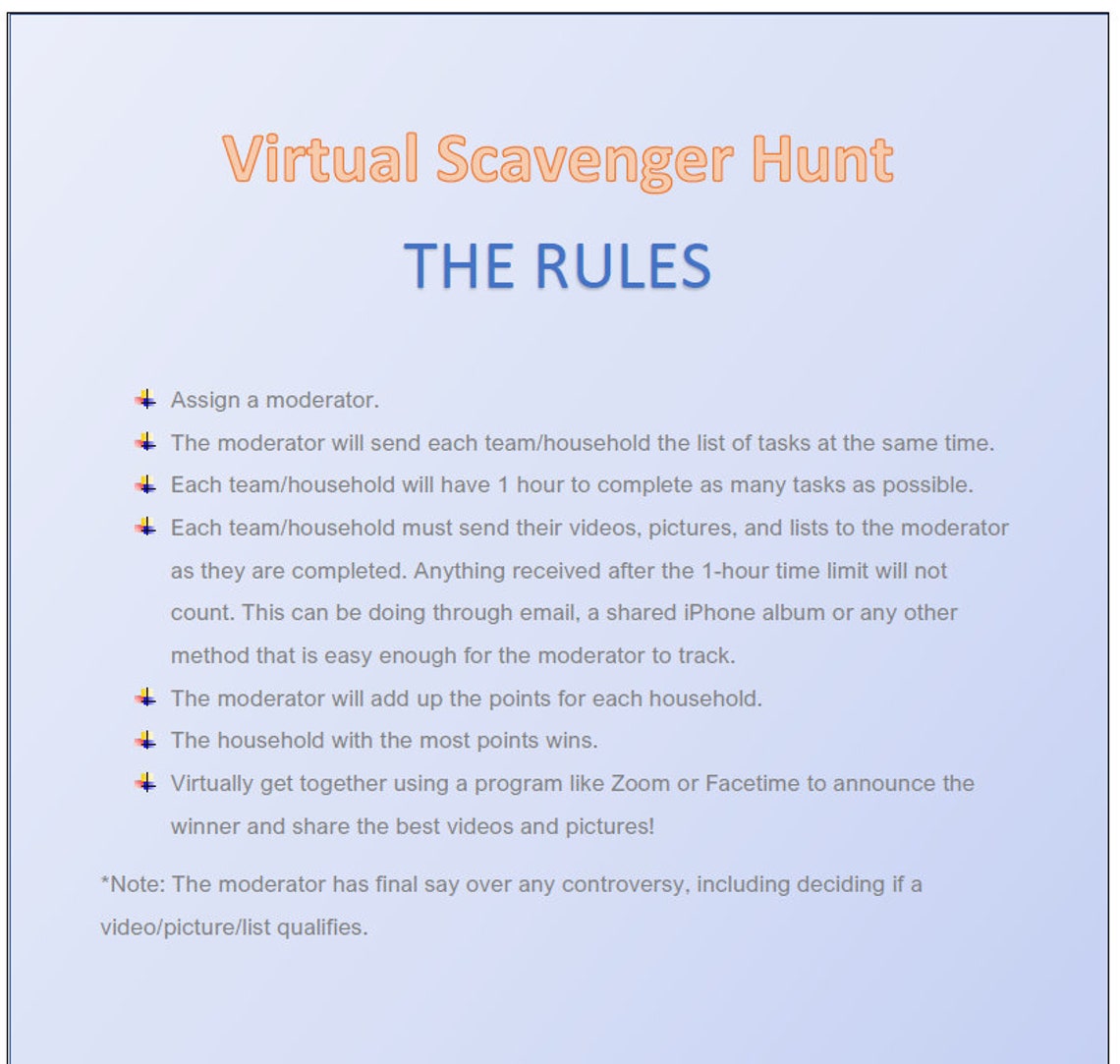 Virtual Interactive Scavenger Hunt Editable & Printable - Etsy
