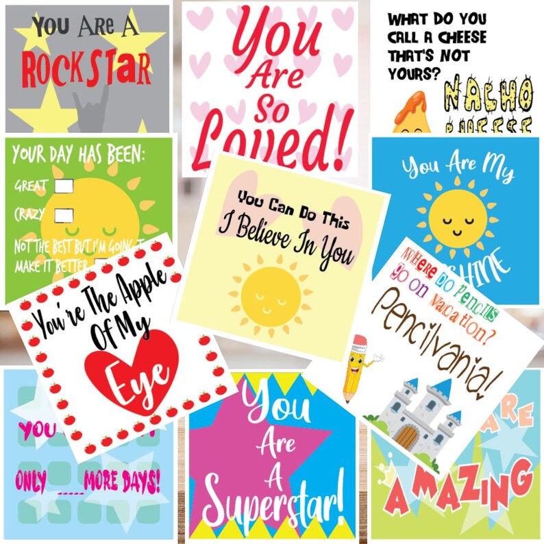 Lunchbox Notes, Cards for Kids, Encouragement Cards, Funny Cards, Flash ...