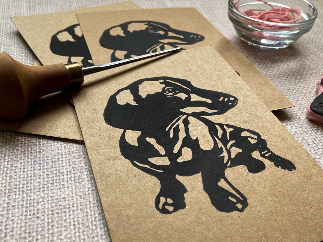 Dachshund Print, Vintage Book Page, Teckel Art Print, Original Linocut ...
