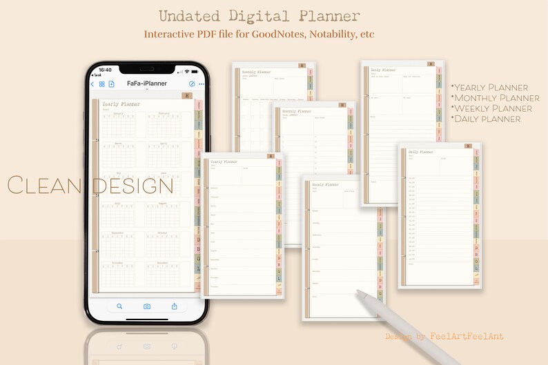 Undated Digital Planner Iphone or Ipad Goodnotes Planner - Etsy