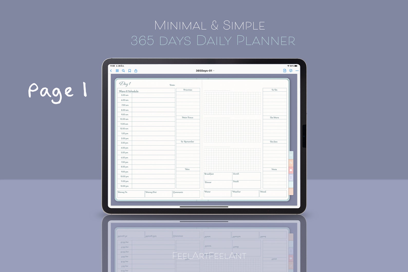 Undated 365 Days Daily Planer, Minimal & Simple Digital Planner, for ...
