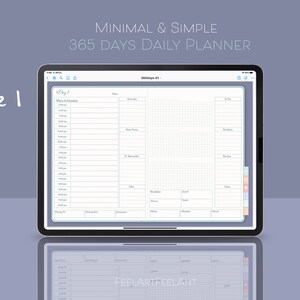 Undated 365 Days Daily Planer, Minimal & Simple Digital Planner, for ...