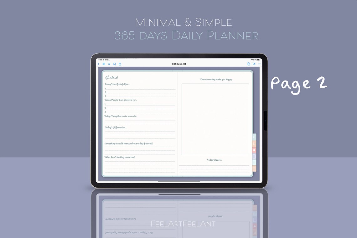 Undated 365 Days Daily Planer, Minimal & Simple Digital Planner, for ...