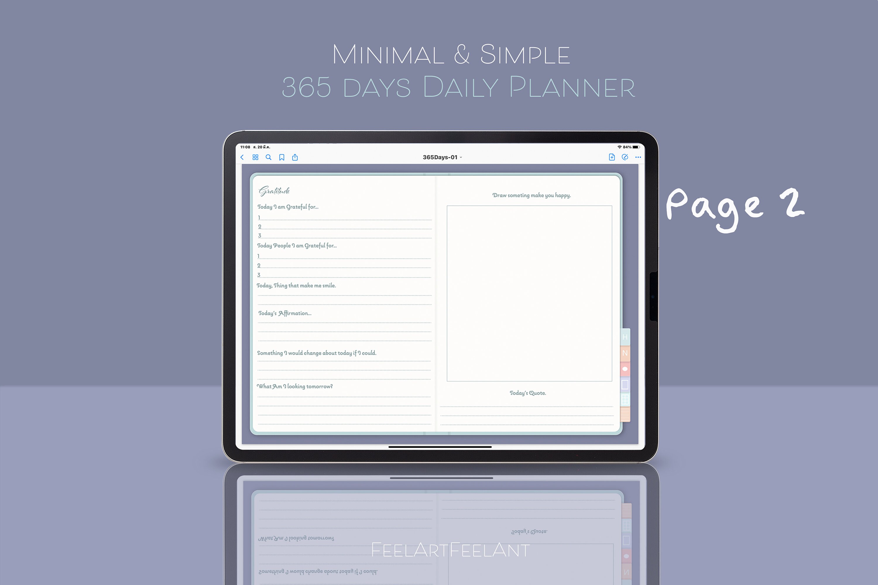 Undated 365 Days Daily Planer, Minimal & Simple Digital Planner, for ...