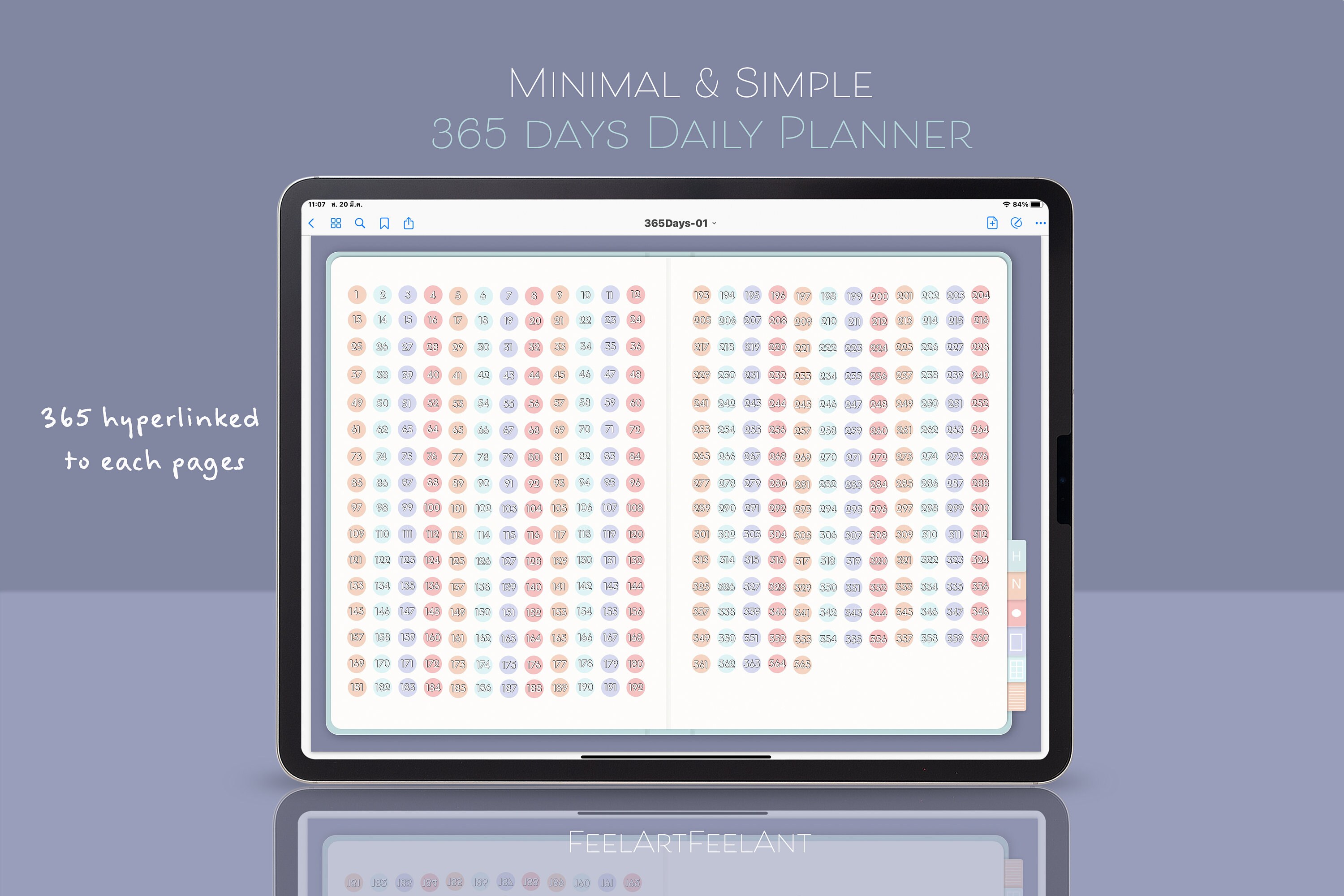 Undated 365 Days Daily Planer, Minimal & Simple Digital Planner, for ...