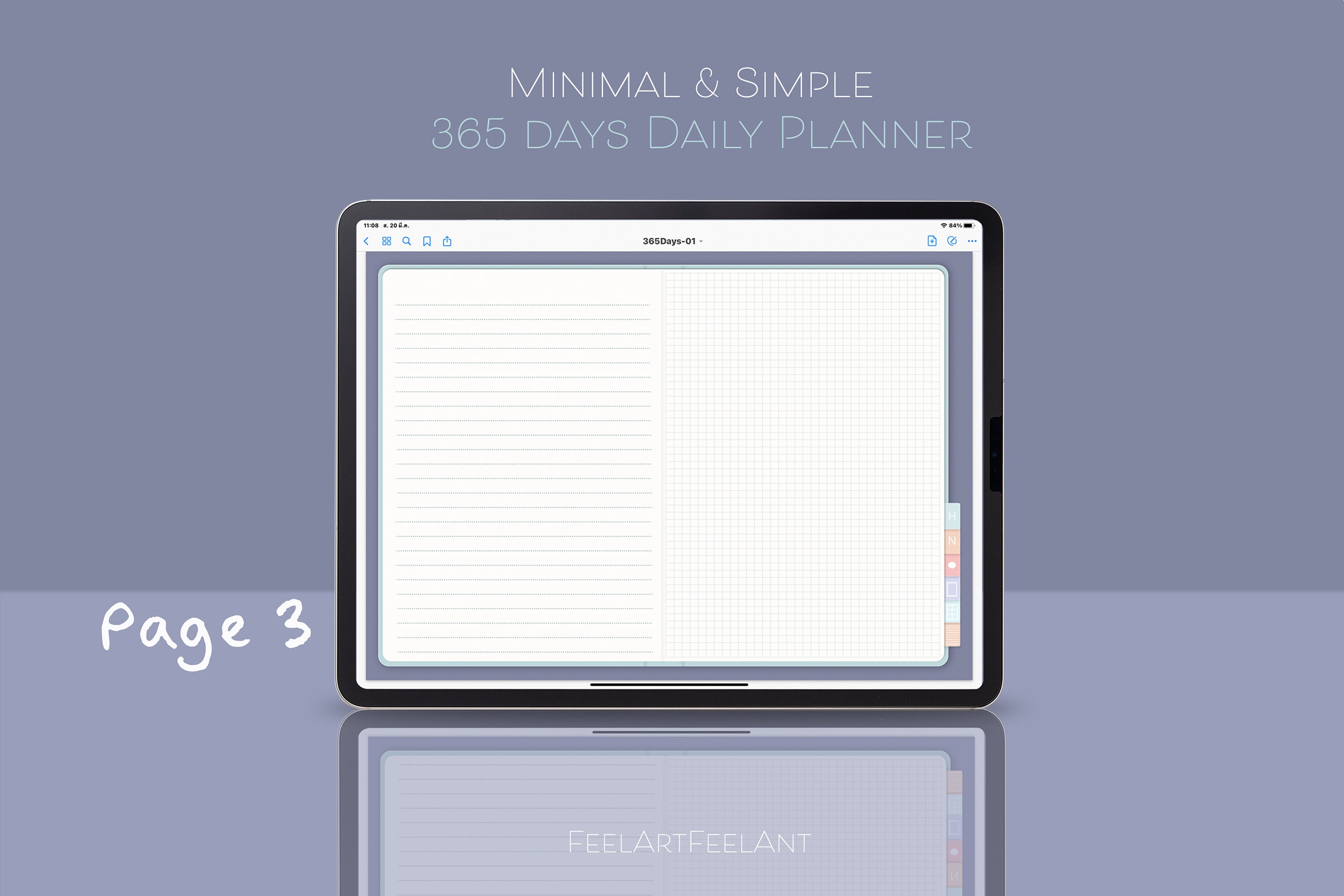 Undated 365 Days Daily Planer, Minimal & Simple Digital Planner, for ...