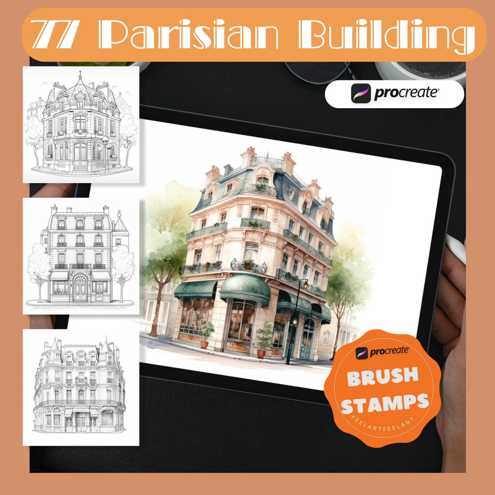 Parisian Building, 77 Procreate Stamps, Brushes for Procreate on Ipad ...