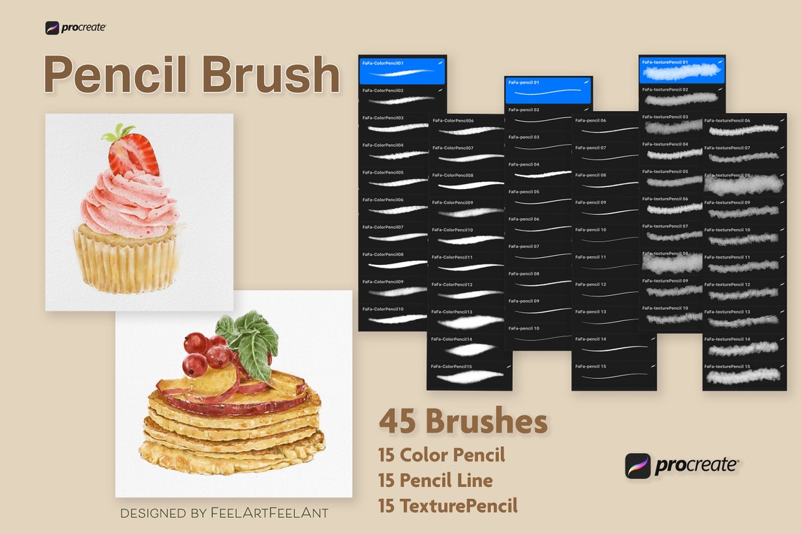 45 Pencil Brushes for Procreate Procreate Sketching Brushes - Etsy