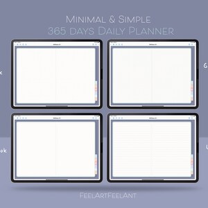 Undated 365 Days Daily Planer, Minimal & Simple Digital Planner, for ...