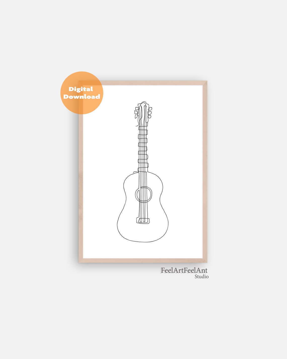 Printable Wall Art Guitar Line Art Minimalist Print Guitar - Etsy